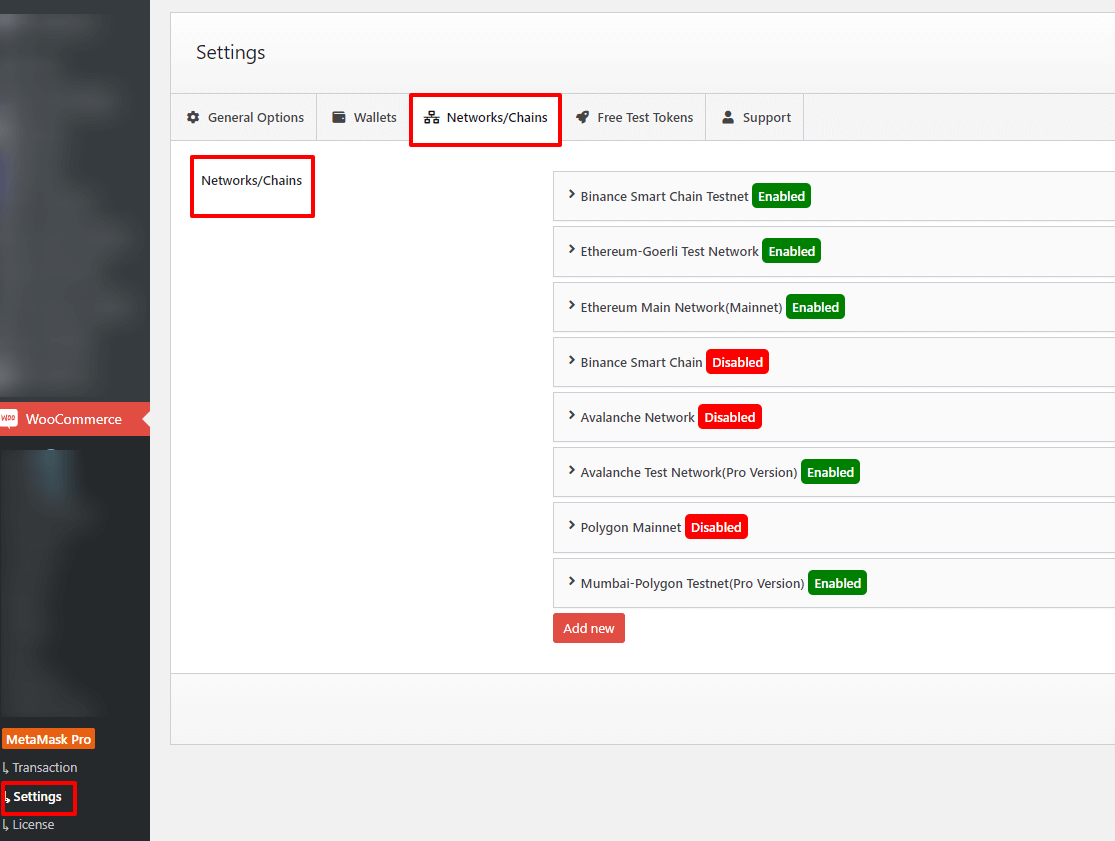 Pay With Metamask Networks/Chains Setting